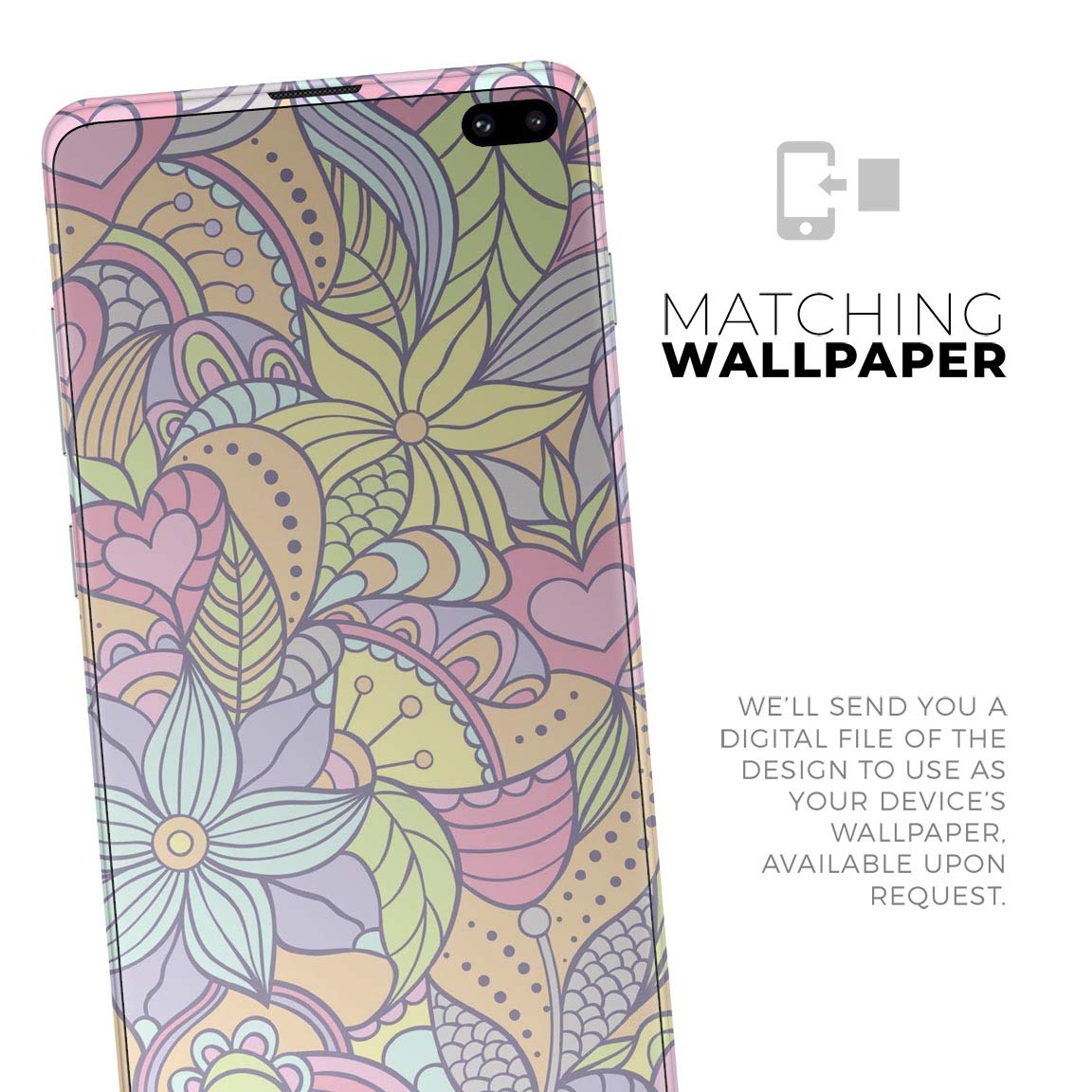 DesignSkinz Vibrant Color Floral Pattern Protective Vinyl Decal Wrap Skin Cover Compatible with The Samsung Galaxy S20 (Screen Trim & Back Glass Skin)