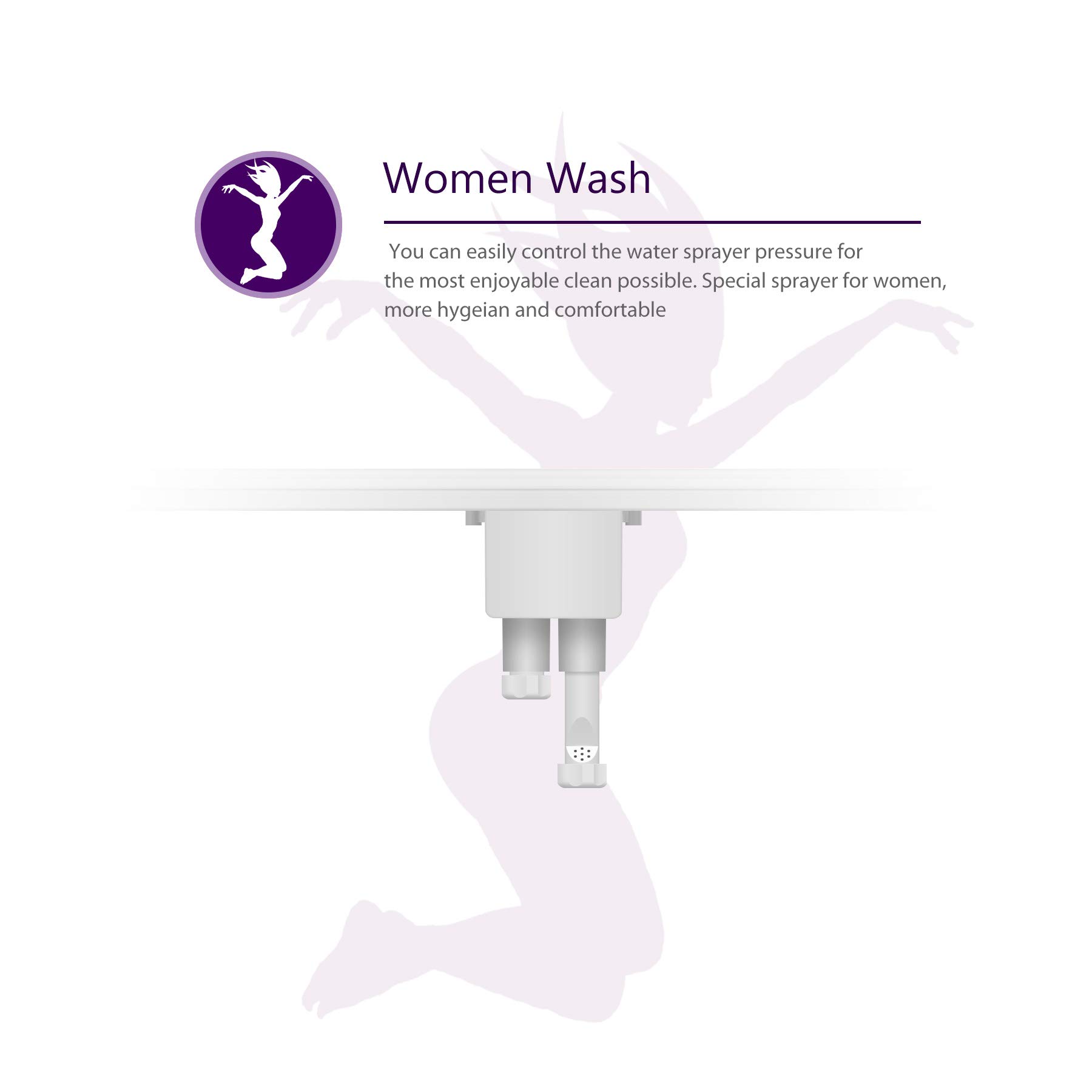 ABHQP - Dual Nozzle Hot and Cold Bidet- Self Cleaning Hot and Cold Water Bidet Non-Electric Mechanical Bidet Toilet Attachment - with Temperature (Silver)