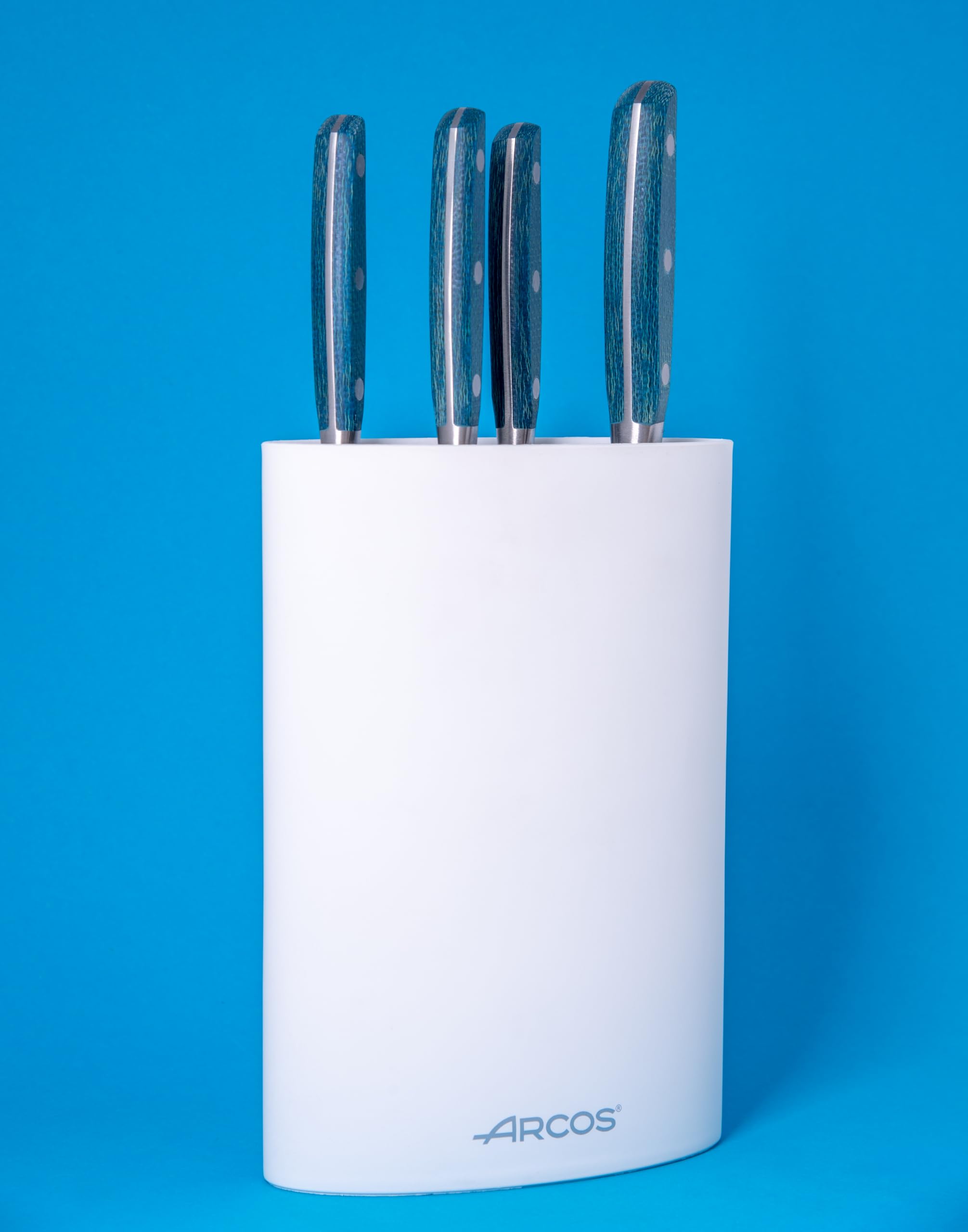 Arcos Universal Knife Block in Thermoplastic Elastomer. Knife Storage, Holds Knives up to 8'' Inch. White Color. Series Universal
