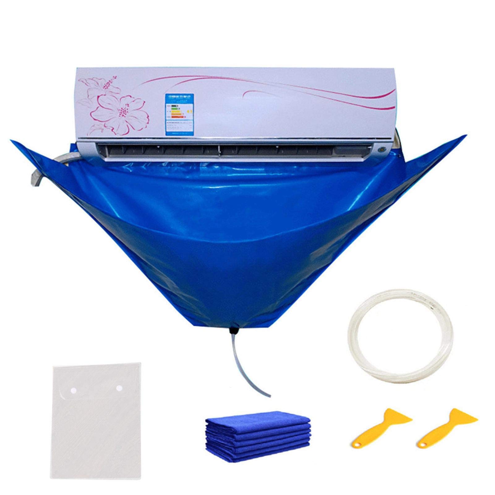 Air Conditioner Cleaning Cover, Waterproof Air Conditioner Cleaning Dust Protection Cover Bag with Water Pipe, Double-Sided Waterproof Oxford Fabric for Air Conditioners Below 1.5P