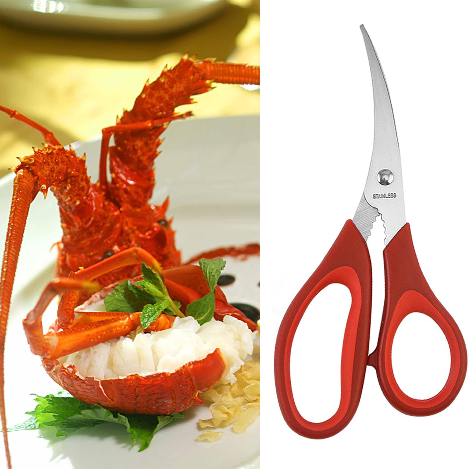 1Pc Seafood Scissors, Multifunctional Lobster Scissors Tool,Shrimp Pliers, Shrimp Cracker Crab Leg Shears Shell Cracker Crayfish Scissors Fish Scissors