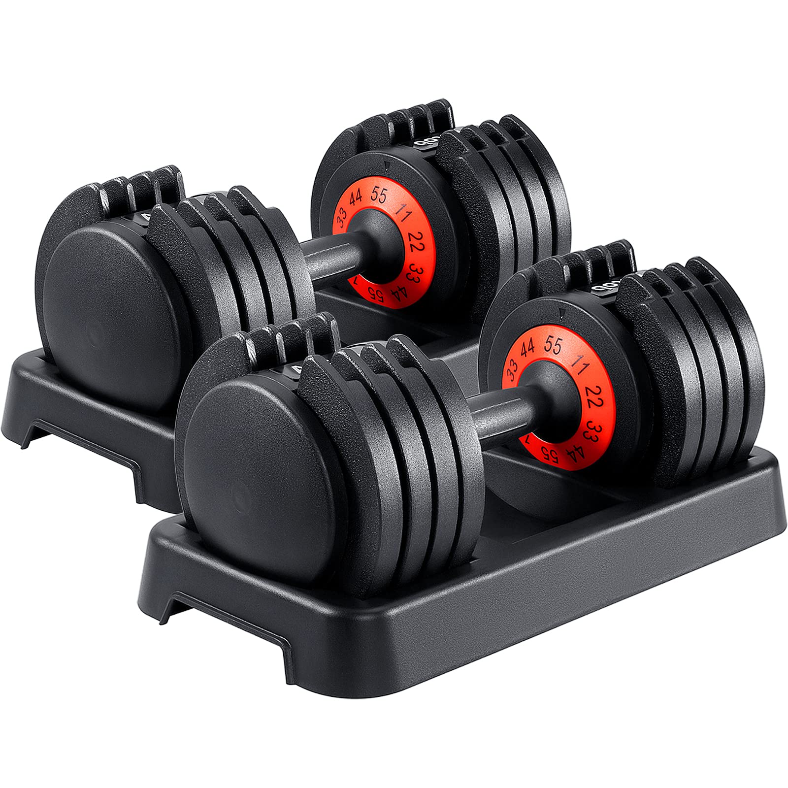 AOTOB 55 lbs (Pair) Adjustable Dumbbell Set, Dumbbells Adjustable Weights with Anti-Slip Fast Adjust Turning Handle, Dumbbell Sets Adjustable for Men and Women, Dumbbells Pair for Home Gym Exercise