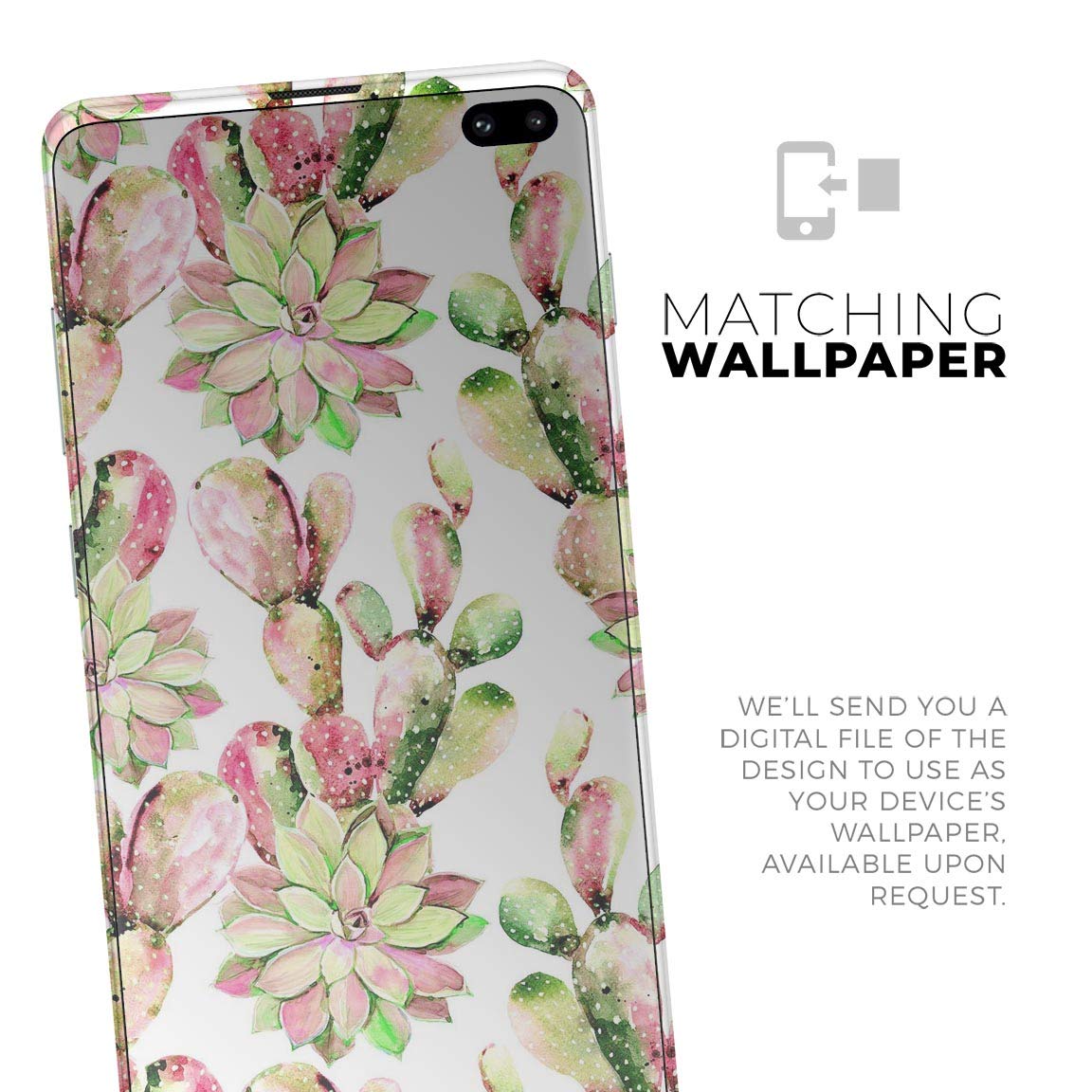 DesignSkinz Watercolor Cactus Succulent Bloom V2 Protective Vinyl Decal Wrap Skin Cover Compatible with The Samsung Galaxy S20 (Screen Trim & Back Glass Skin)