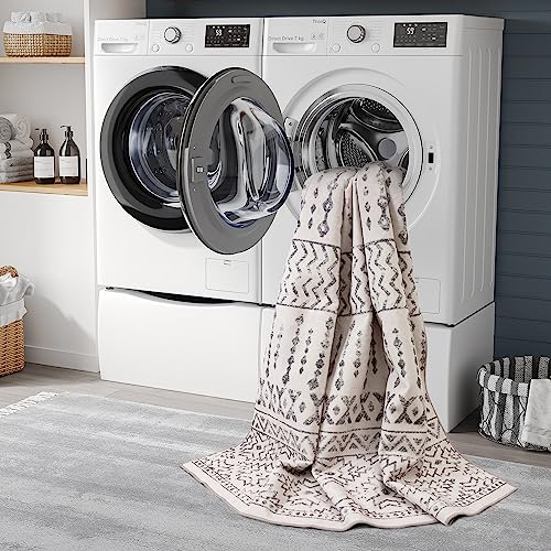 Art&Tuft 3x5 Rug, Super Soft Ultra-Thin Moroccan Washable Rug, Anti-Slip Backing Rugs for Living Room, Foldable Geometric Machine Washable Area Rug(3'x5', Ivory)