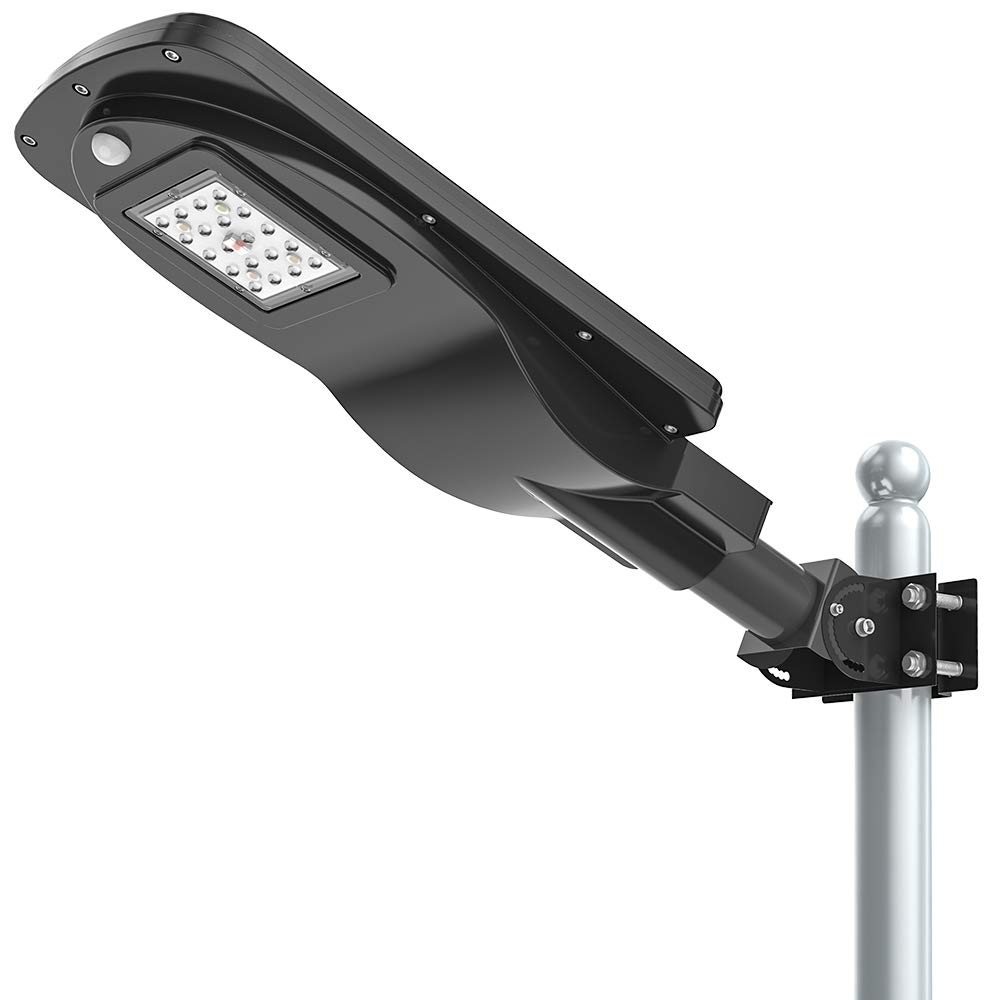 200W LED Solar Light, Motion Sensor Equipped, Dim to Bright Mode Changing Supported, Shoebox Light with 180 Degree Adjustable Arm Pole, IP68 Waterproof, 6000K Daylight for Outdoor Use (black, 200W)