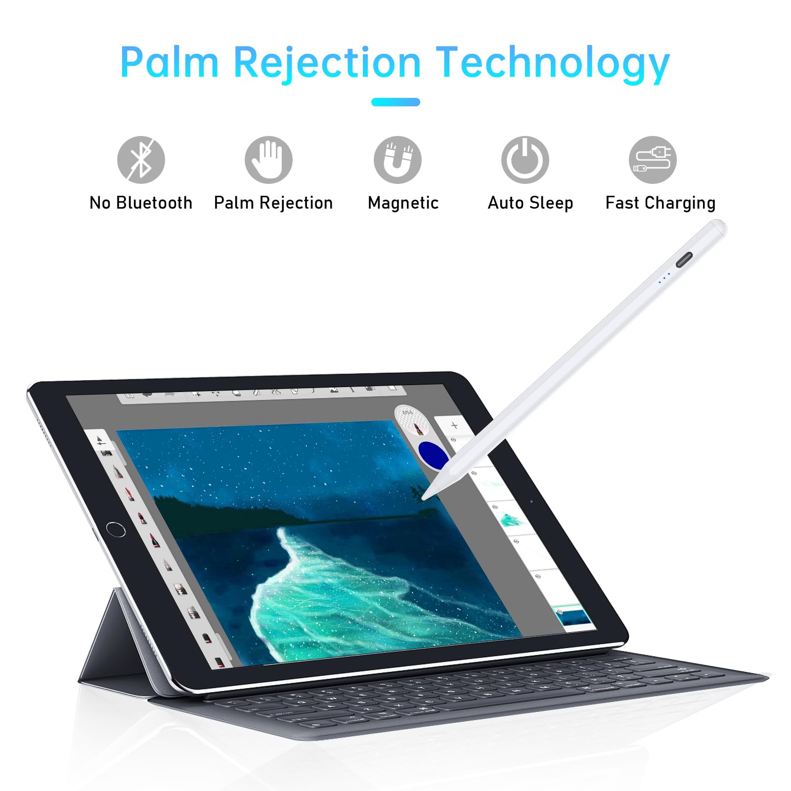 Stylus Pencil for Apple iPad Air 2024 11/13 inch M2, iPad Pro 13/12.9/11-inch, iPad Air Pencil 6/5/4/3th Generation, iPad Pro Pencil 3/4/5/6th Generation, Compatible (2018-2024) with Fast Charge