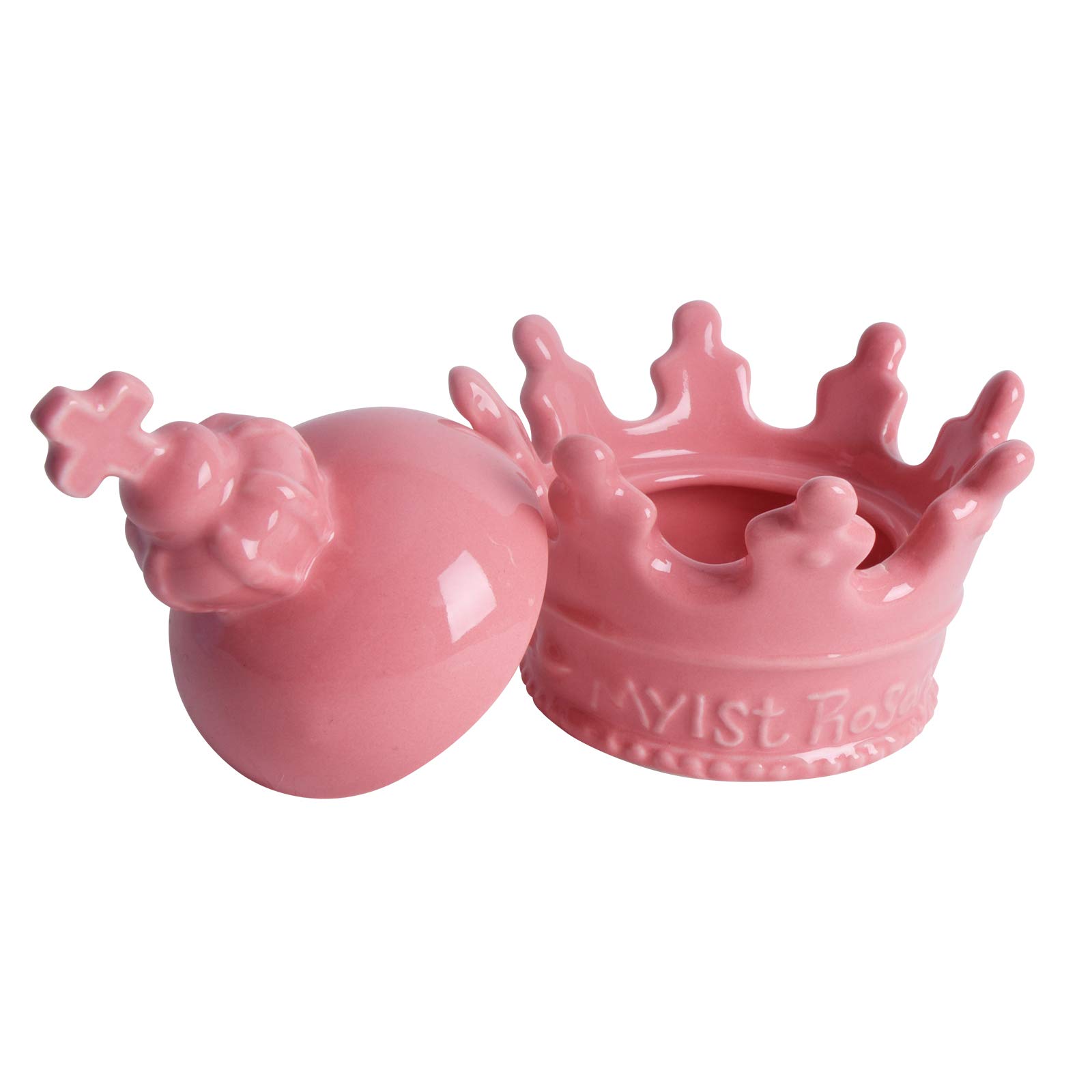 Vencer Ceramic Keepsake Box and Rosary Gifting Set, My First Rosary Cross for Boys and Girls,Pink,VBK-002P