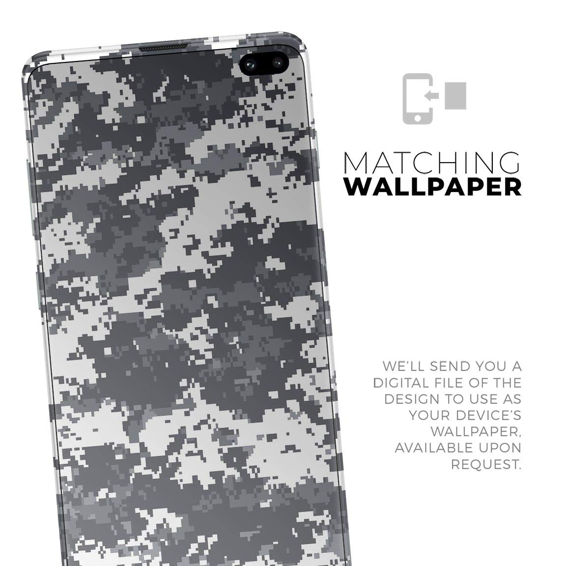 DesignSkinz White and Gray Digital Camouflage Protective Vinyl Decal Wrap Skin Cover Compatible with The Samsung Galaxy S20 (Screen Trim & Back Glass Skin)