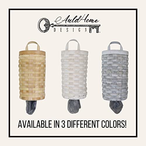 AuldHome Wicker Grocery Bag Holder (Natural); Wall-Mounted Rustic Farmhouse Plastic Bag Dispenser for Kitchen or Laundry Room