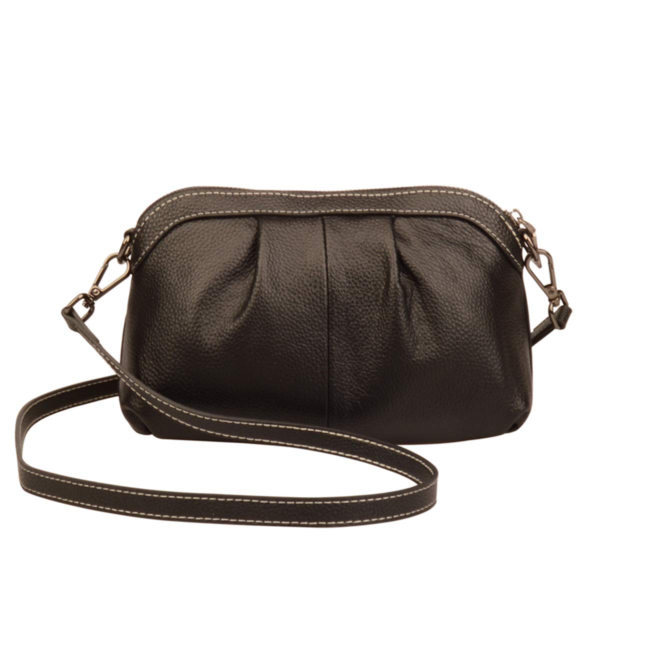 Ainifeel Women's Genuine Leather Small Shoulder Handbags Crossbody Bags Wallet Purse (Small 9.4''(W) x 3.1'' (D) x 6.5'' (H), Black)