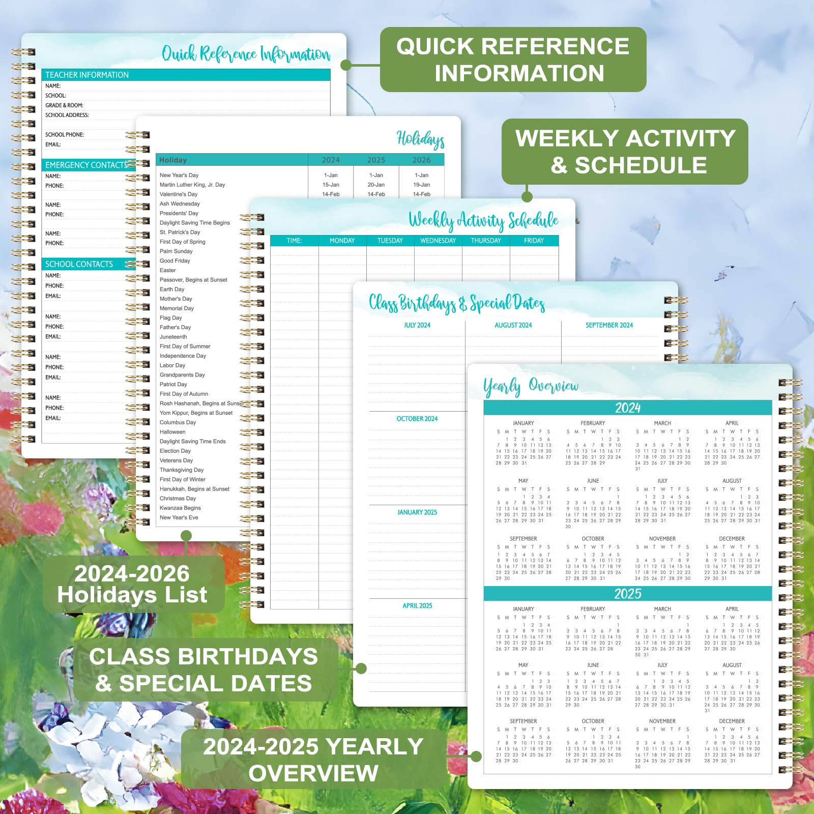2024 Planner - Planner 2024, Jan 2024 - Dec 2024, Weekly and Monthly Planner, 8'' x 10'', Monthly Tabs, Holidays, Twin-wire Binding, Thick Paper, Check Boxes, Flexible Cover