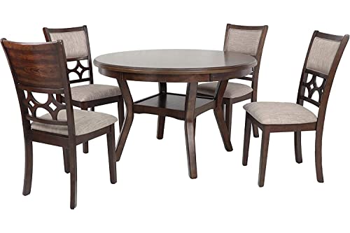New Classic Furniture Mitchell 5-Piece Dining Set with 1 Table and 4 Chairs, Brown Cherry
