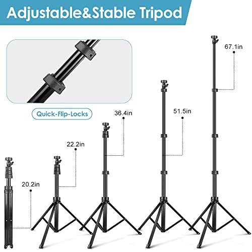 Aureday 67'' Selfie Stick,Phone Tripod Stand with Remote, Cell Phone Stand Tripod with Phone Holder for Vlogging,Recording, Compatible with iPhone&Android Phone/Cameras/GoPro