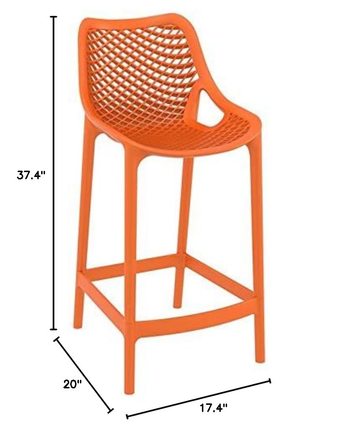 Home Square Patio Counter Stool in Orange Finish - Set of 2