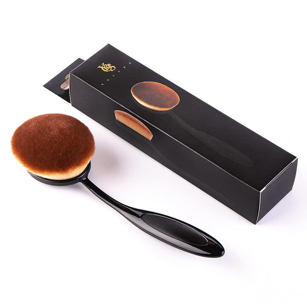 Yoseng Oval Foundation Brush Large Toothbrush makeup brushes Fast Flawless Application Liquid Cream Powder Foundation Sunscreen(All Black)