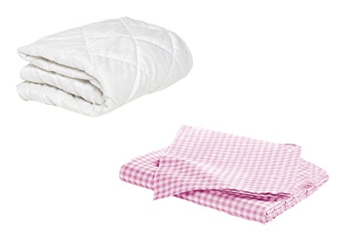 BKB Toddler Mattress Protector and 2 Gingham Sheets, Pink