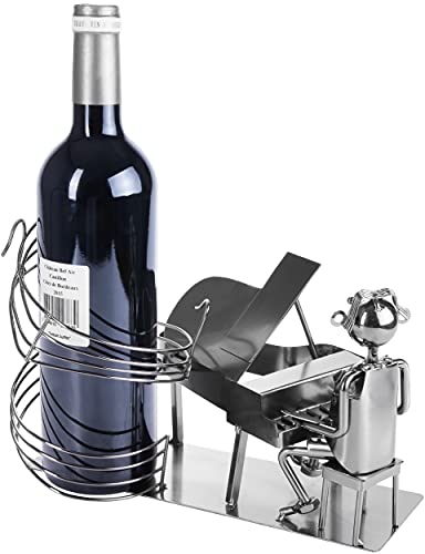 BRUBAKER Wine Bottle Holder 'Piano' - Table Top Metal Sculpture - with Greeting Card