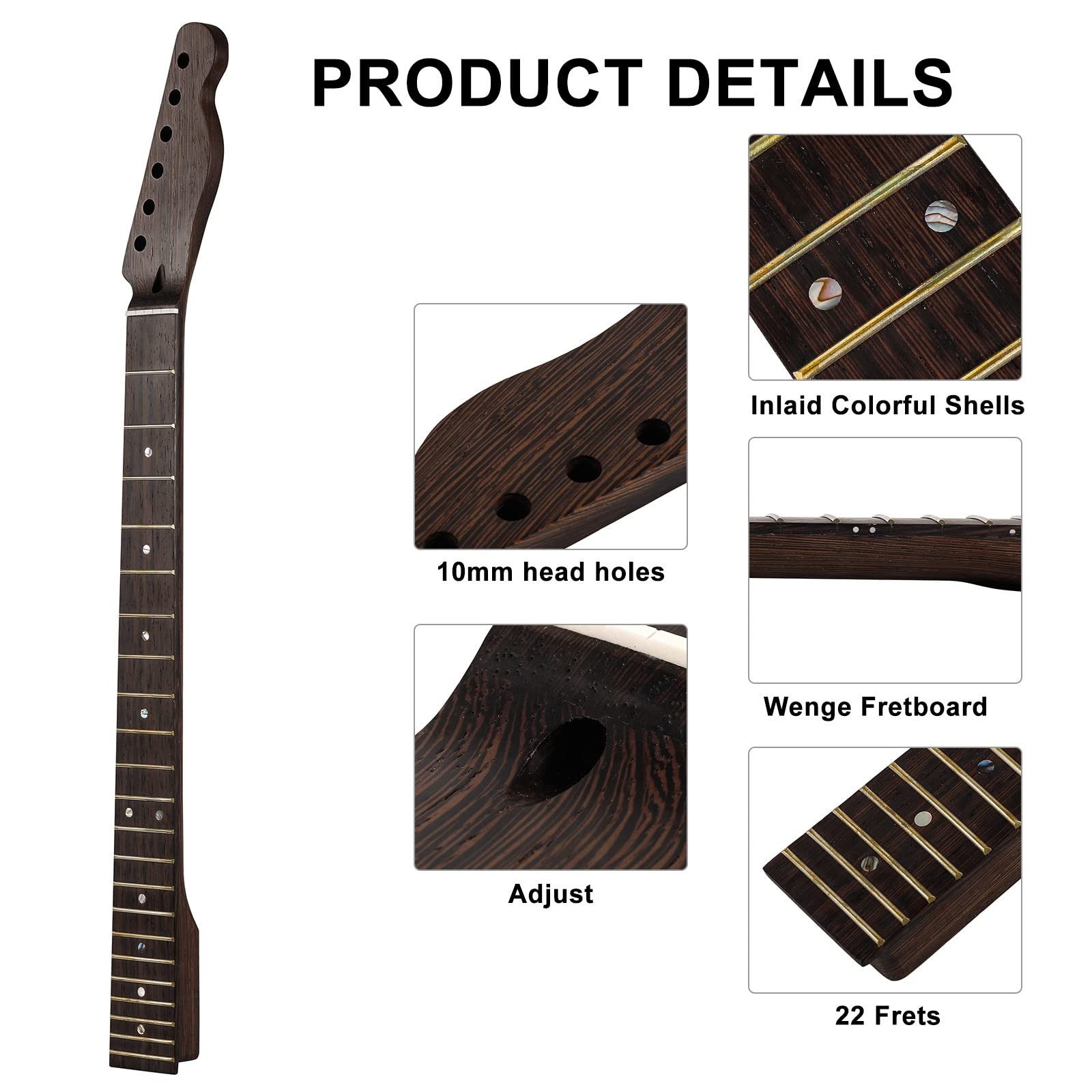 22 Fret TL Wenge Electric Guitar Neck for TL Style Guitar DIY Parts Replacement