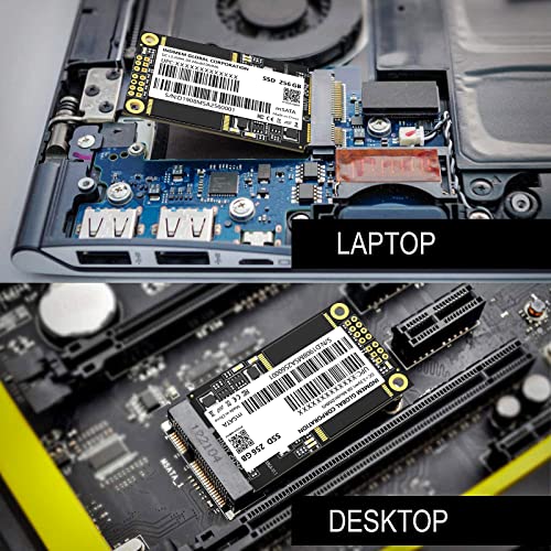 INDMEM mSATA SSD 256GB Internal Mini SATA III SSD Micro-SATA TLC 3D NAND Flash 256 GB