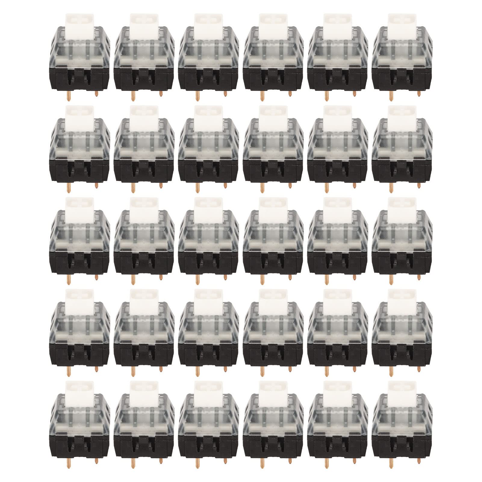 30Pcs Mechanical Keyboard Switches, DIY Waterproof Silent Replaceable Keyboard Switches, Support Backlight Function for Gaming DIY Keyboard (White Switch Black Base)