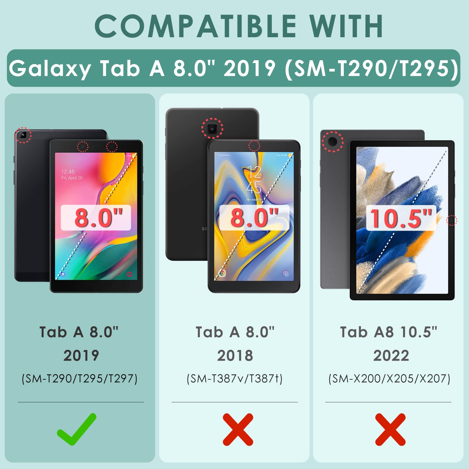 DETUOSI 2-PACK Screen Protector for Samsung Galaxy Tab A 8.0" 2019 (SM-T290/T295/T297),Ultra-Clear/Case Friendly/Touch Sensitive/Bubble Free/Anti-Scratch Mica Galaxy Tab A 8.0" 2019 Tempered Glass