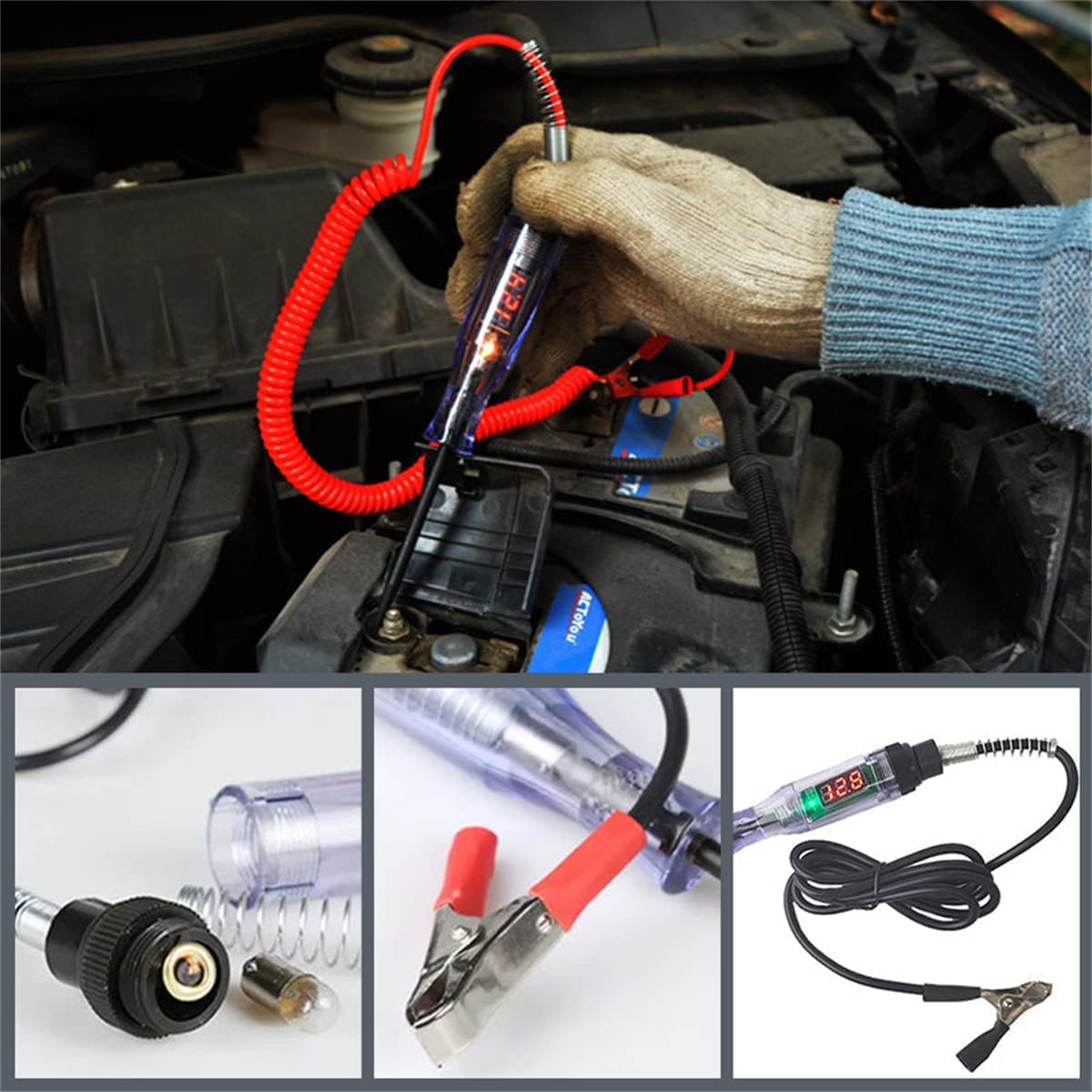 2023 Car Truck Circuit Test Pen -【New Version】Circuit Tester, 3-70V DC Digital LED Circuit Tester, Heavy Duty Light Tester w/ Voltmeter & Spring Wire, Get Result Only Just in 3s (RED - (3-24V))