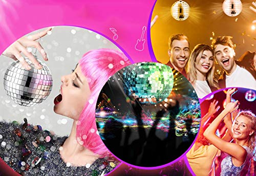 2 Pieces Mirror Disco Ball, Silver Hanging Ball for 50s 60s 70s Disco DJ Light Effect Party, Hanging Ball for Party or DJ Light Effect, Festivals Party Favors and Supplies (4 Inch)