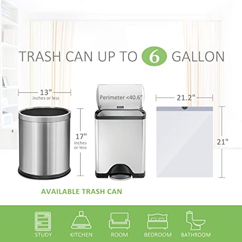 6 Gallon 100pcs Strong Drawstring Trash Bags Garbage Bags by Teivio, Bathroom Trash Can Bin Liners, Plastic Bags for home office kitchen, White