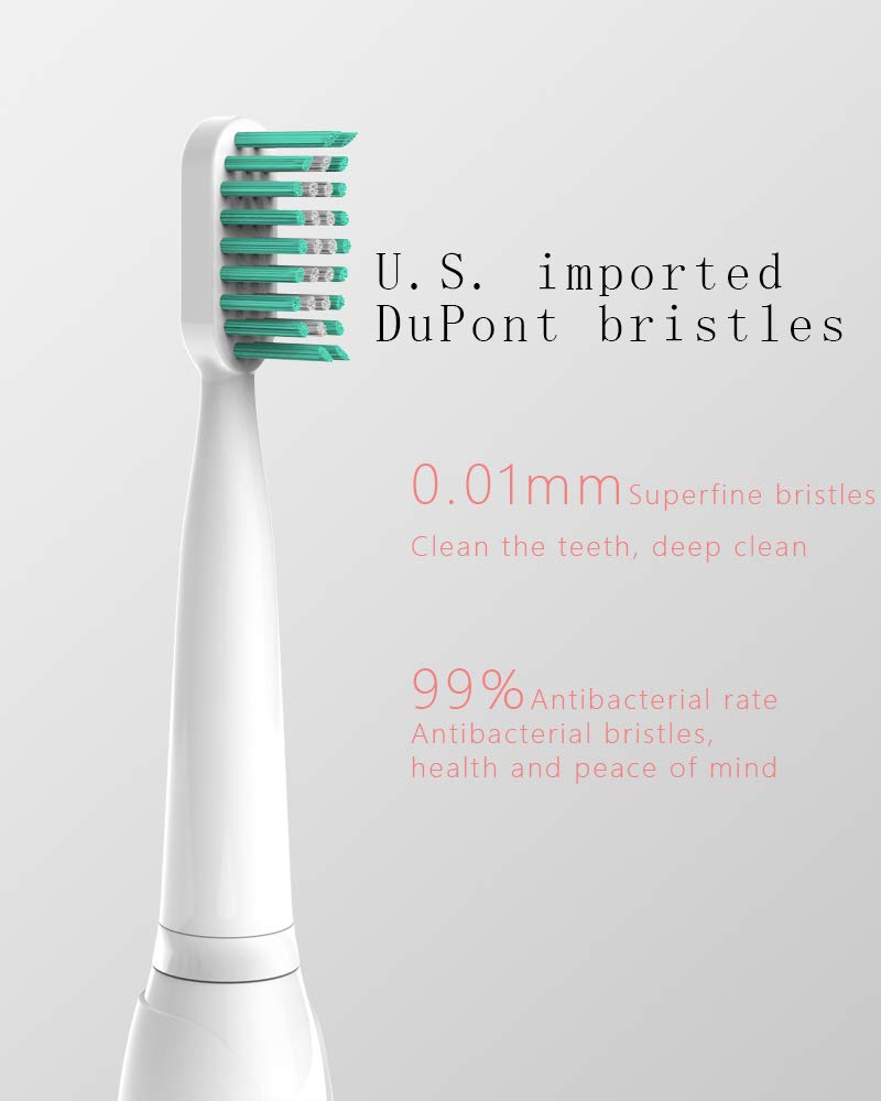 HKF HO KI HO Sonic Electric Toothbrush,USB Rechargeable Toothbrush with Minimum 40 Days Use,2 Mins Smart Timer and 5 Optional Modes,4 Brush Heads(White)