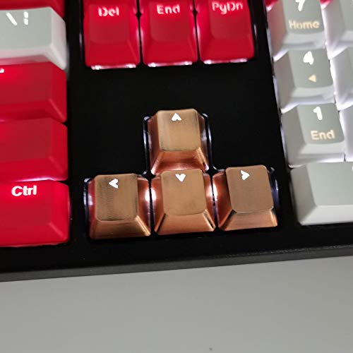 HFSECURITY Bronze QWERASDF Pure Metal Keycaps for Cherry Mx Switch Mechanical Gaming Keyboard Handmade Frosted Feel Backlit Metal Key Caps (Arrowmetalkeycaps)