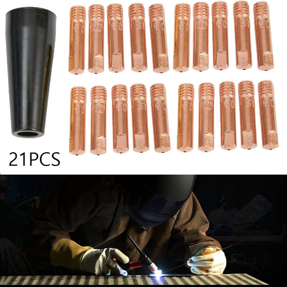 21PCS Gasless Flux Nozzle Tip for TITANIUM Easy-Flux 125 Amp Welder 56355 56359,030/0.8 mm Tip, Torch Welding Accessories MIG Welder Nozzle Contact Tips