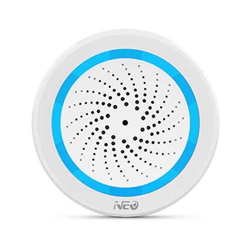 Z-Wave Plus Siren Alarm with Strobe alerts, NEO Smart Siren, Support USB Charge and with Back up Battery Works with SmartThings, Blue