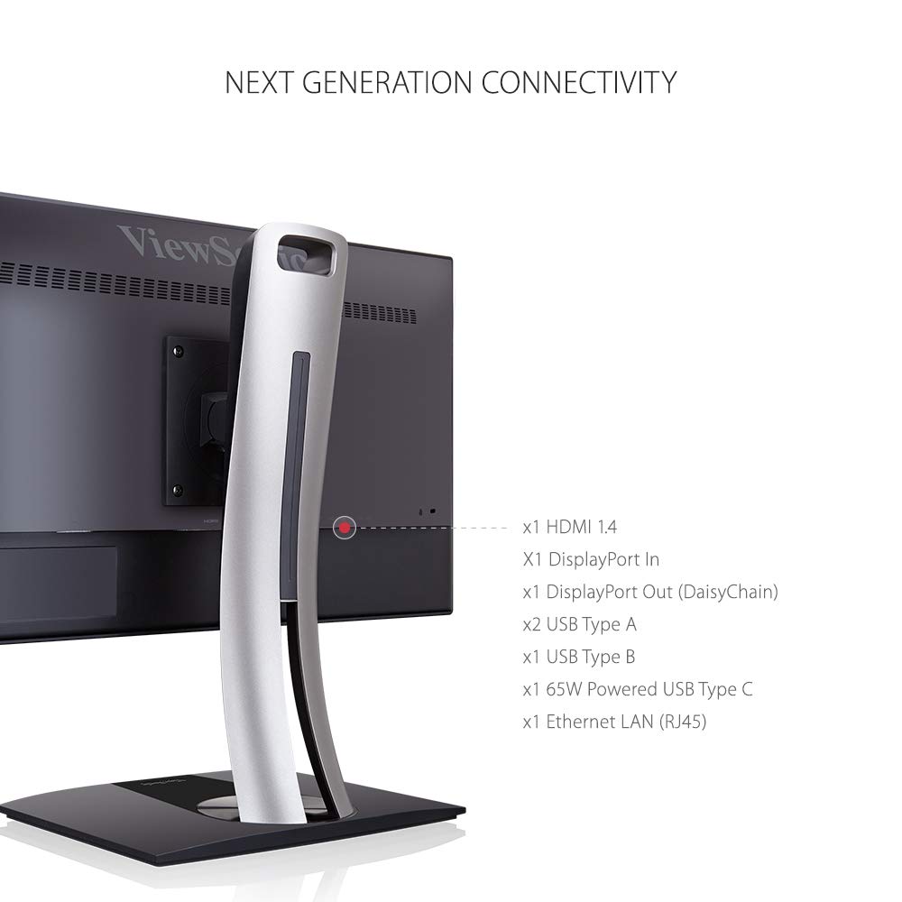 ViewSonic VP2768a 27-Inch IPS 1440p Monitor with Advanced Ergonomics, 90W USB C, RJ45, HDMI, Daisy Chain (Renewed)