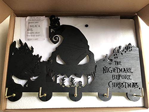 Nightmare Before Christmas Key Hooks-Jack Skellington Wall Hooks Heavy Duty 20LB(Max),Jack Wall Décor,Wood Coat Hooks, Key Holder,Key Hanger for Wall、Entryway and Kitchen
