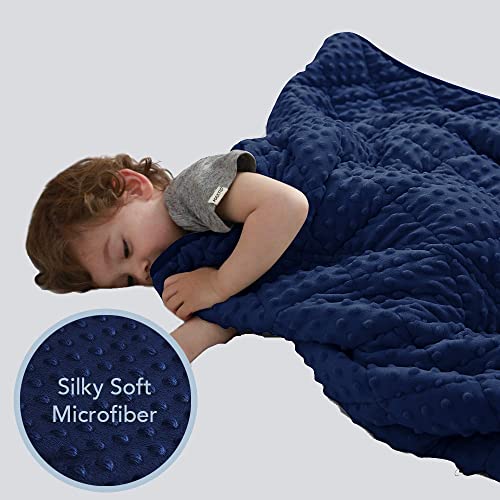 ART DEMO Home Weighted Blanket Heavy Hugging Warm Blanket, with Removable Cover, 5lb, Single Size Bed 36"×48" for Kids Between 40-70 lbs, Navy