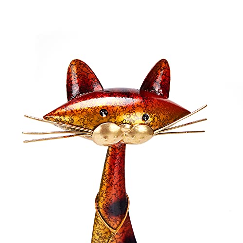Aayla 16.15" H Metal Brown Cat Statue Sitting Adorable Cat Figurine Gift for Cat Lovers for Home Kitchen Decoration