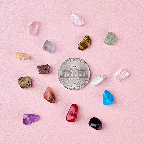 2000 Pcs Chip Gemstone Beads DIY Jewelry Making, Healing Engry Crystals Polishing Crushed Irregular Shaped Beads with Box (15 Materials)