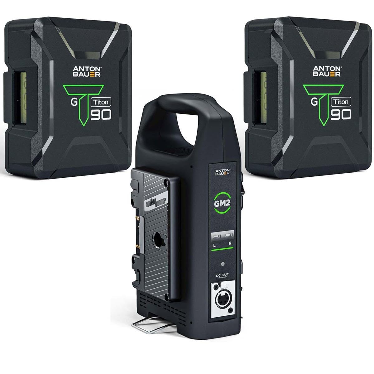 Anton Bauer 2X Titon 90 14.4V 92Wh Gold Mount Li-Ion Batteries, Bundle GM2 Dual Battery Charger