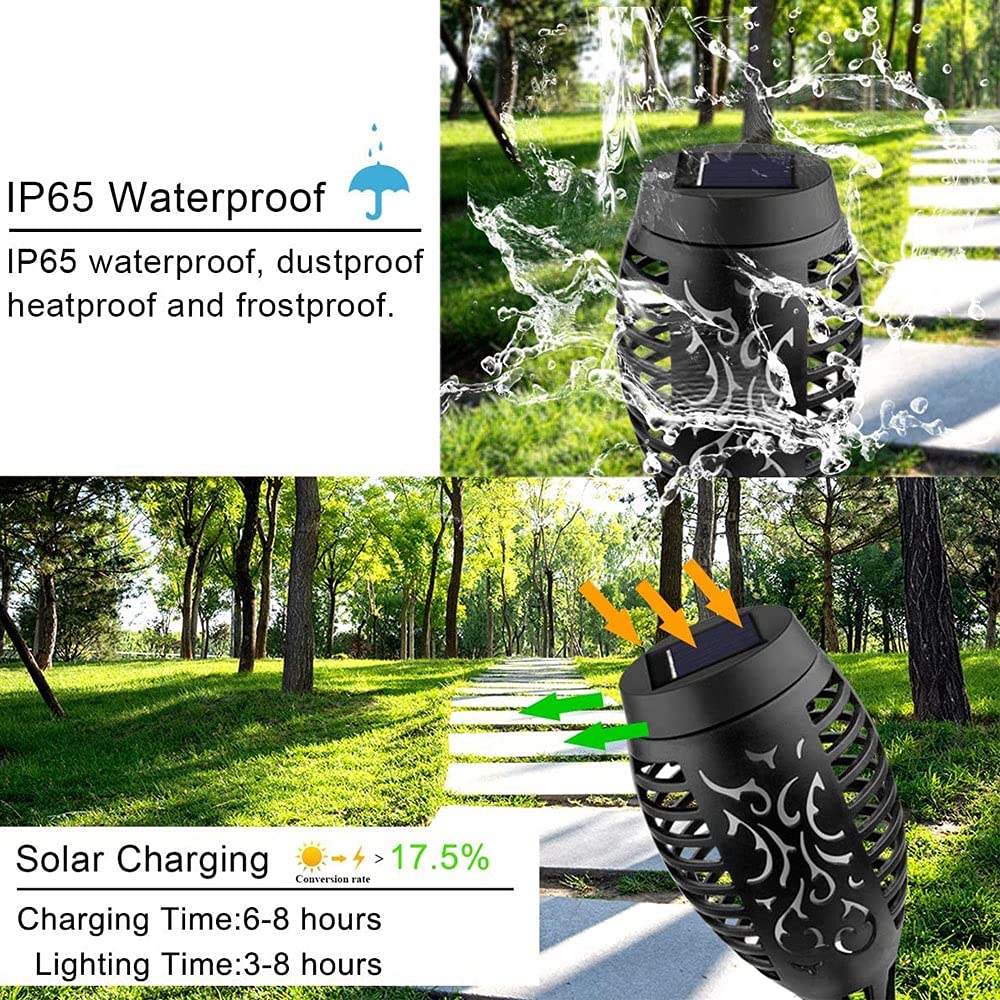 AOGFV Solar Light Outdoor 4 Pack Landscape Path Lights Outdoor Waterproof Decorations Lights with Purple Flickering Flame Outdoor Decor for Garden, Lane, Patio