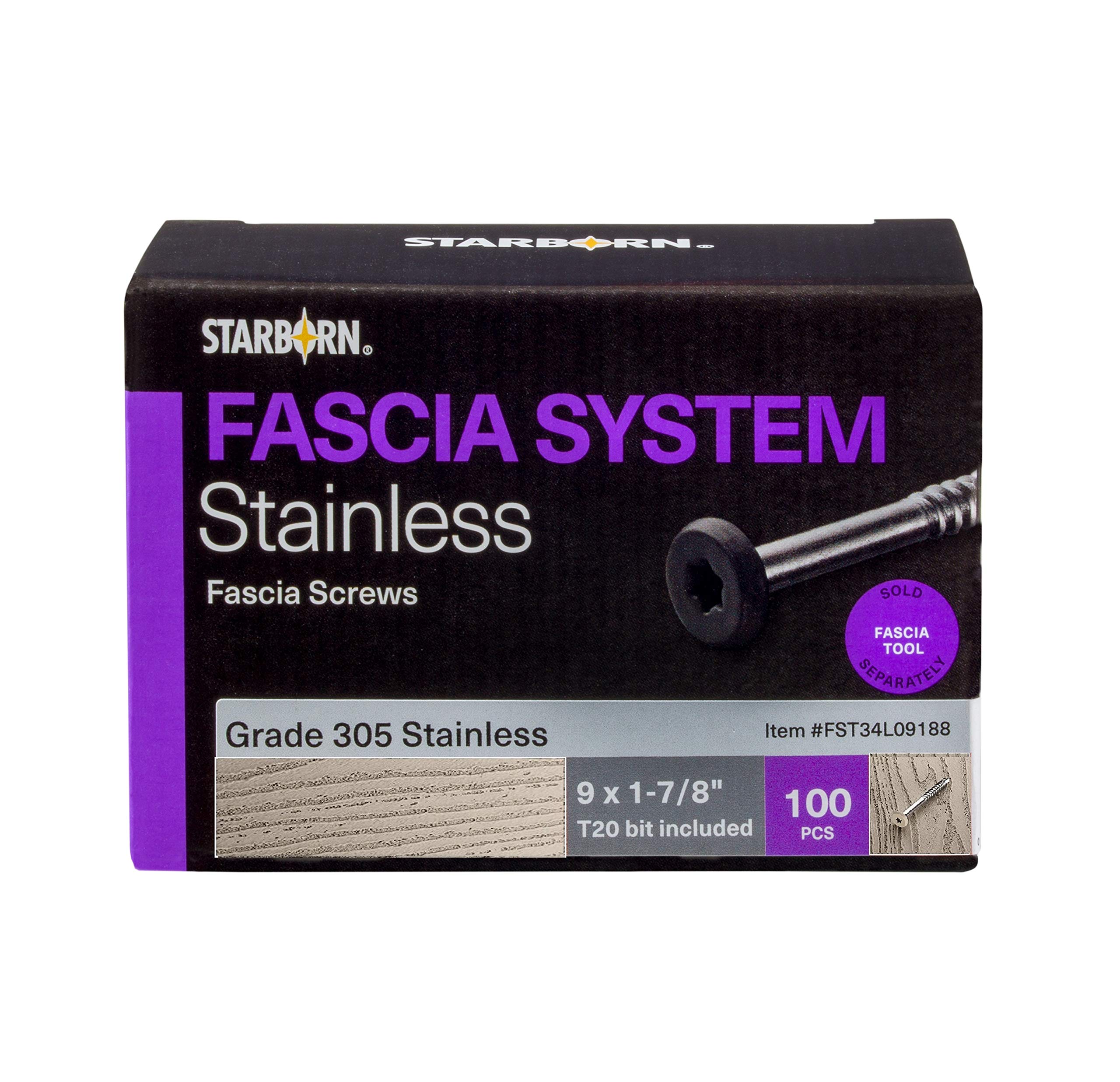 Deckfast Fascia Screws #31 Tan Gray 9 x 1-7/8" Stainless Steel Fascia Screws - 100 Pieces