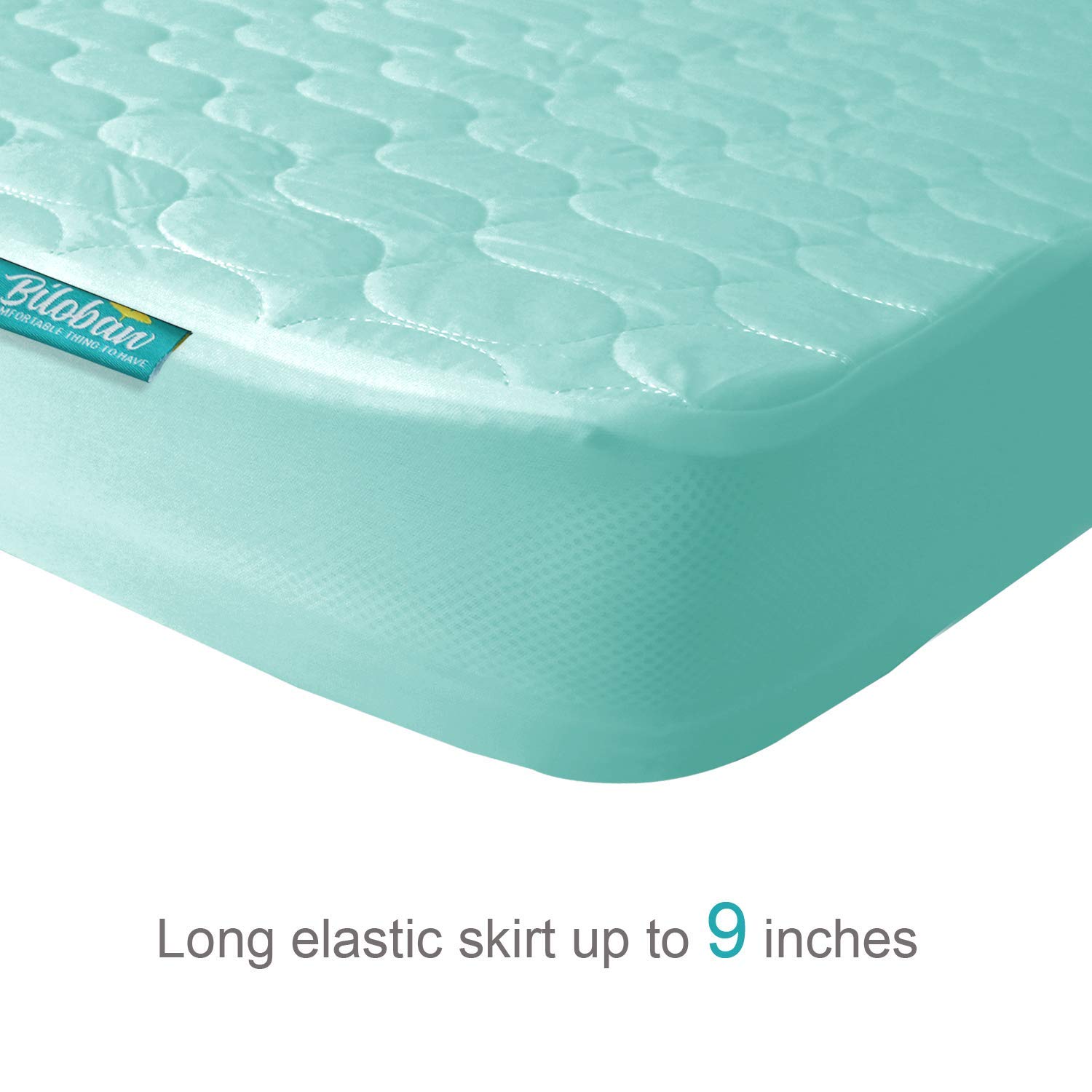 Pack n Play Sheet Quilted Waterproof Protector, 2 Pack Premium Fitted Pack n Play Pad Cover 39" X 27" fits for Baby Foldable and Playard Mattress, Portable Mini Crib,White&Aqua
