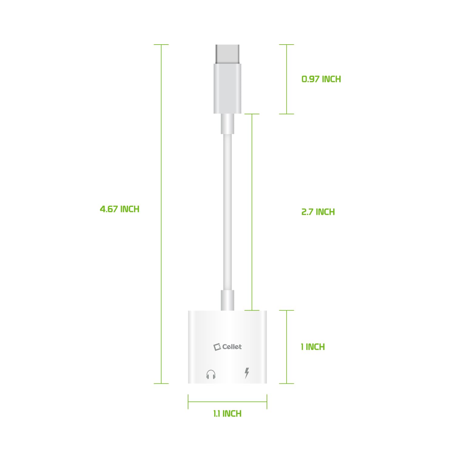 Cellet 3.5mm Aux Audio Adapter USB-C, Type-C USB Enhanced Quality Sound Compatible to iPad, iPad Pro, iPad Air, Samsung Galaxy, Google Pixels, MacBook Pro Air (USB-C to Audio & Power Adapter)
