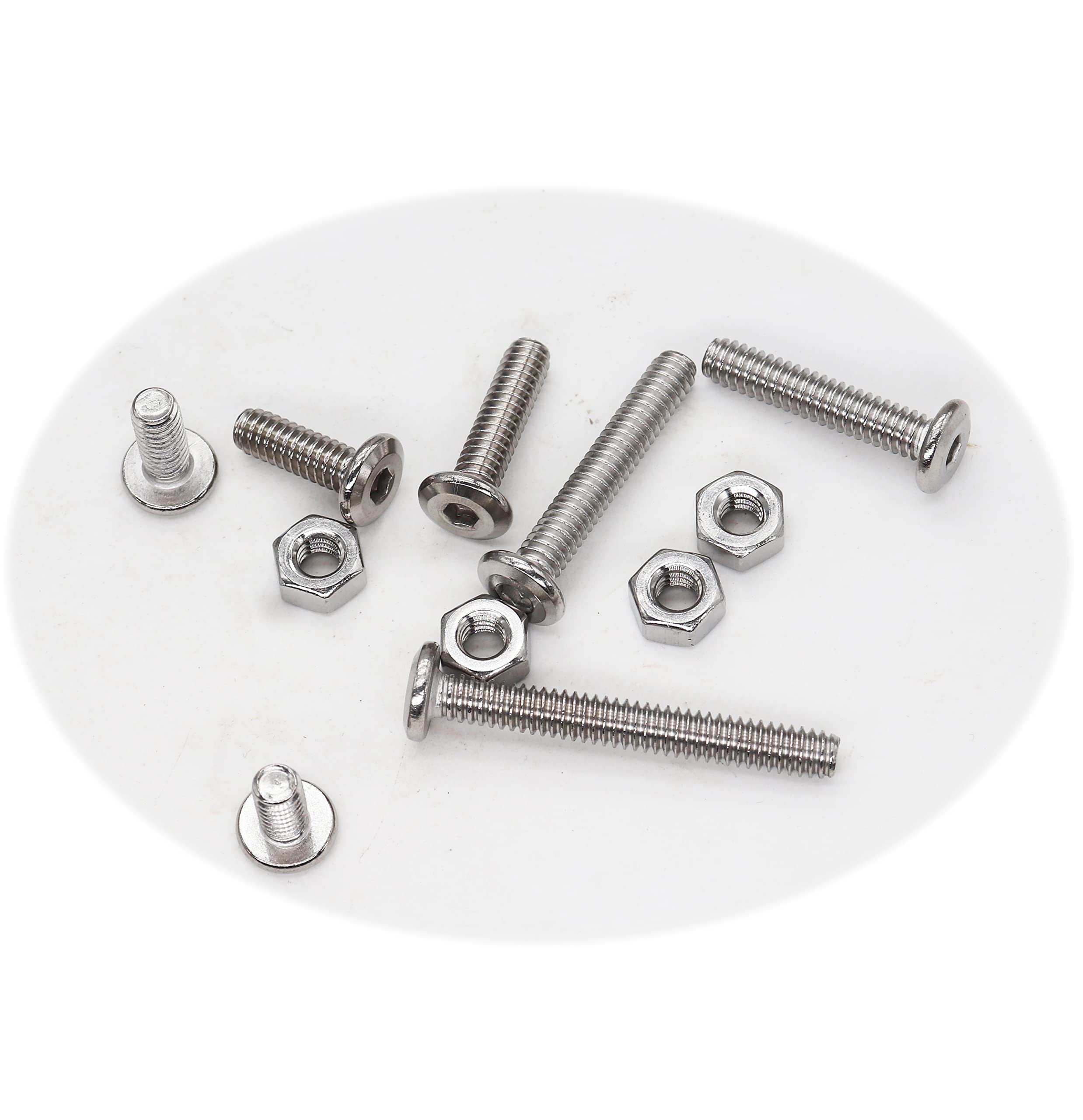 cSeao 70pcs 1/4"-20 Furniture Joint Connecting Bolts 1/4"-20 Hex Nuts for Chair Table,1/2", 5/8", 3/4", 1", 1-1/4", 1-1/2", 2", 304 Stainless Steel
