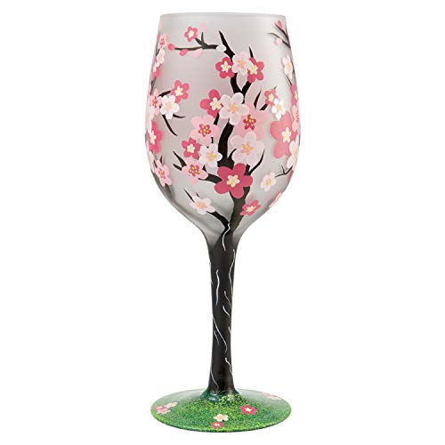 Enesco Designs by Lolita Cherry Blossom Artisan Wine Glass, 15 Ounce, Multicolor,6007483
