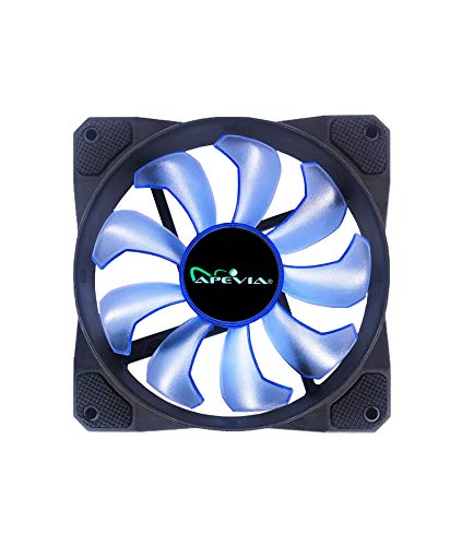 Apevia CO512L-BL Cosmos 120mm Blue LED Ultra Silent Case Fan w/ 16 LEDs & Anti-Vibration Rubber Pads (5 Pk)