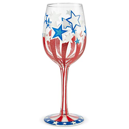 Enesco Designs by Lolita Land of The Free Artisan Wine Glass, 1 Count (Pack of 1), Multicolor