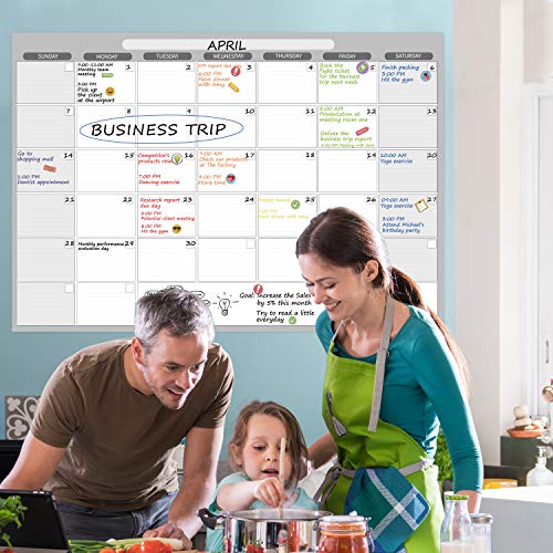 Dry Erase Wall Calendar - 52" x 36" X Large Undated Monthly Planner for Home, Office, School - Reusable Jumbo Laminated Task Organizer