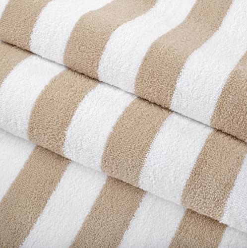 Arkwright Oversized California Beach Towels - (Pack of 4) Absorbent, Quick Drying, Ringspun Cotton Pool Towel, Perfect for Hotel, Spa Hot Tub, and Bath, 30 x 70 in, Beige