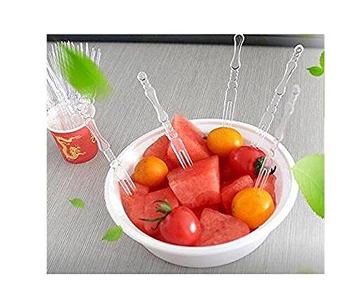 1Pack(300pcs) Disposable Plastic Fruit Forks, Forks Bistro Cocktail Forks Tasting Appetizer Forks Set Mini Cake Forks (Fruit-Fork) (plastic)