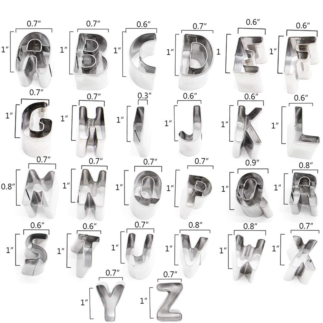 26pcs Alphabet Cookie Cutters Set Small Stainless Steel Letter Molds for Baking, Pastry, Fondant, Donuts Biscuit, Fruit, Cake Decorating Tools by ALNGFUIK